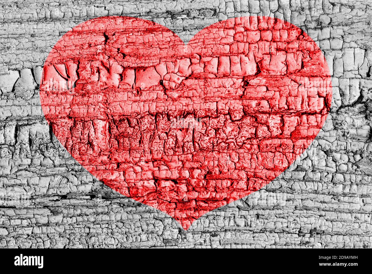 Red heart on a cracked texture. The concept of broken heart, end of ...