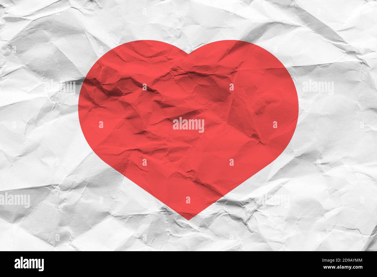 Red heart on a crumpled texture. The concept of broken heart, end of ...