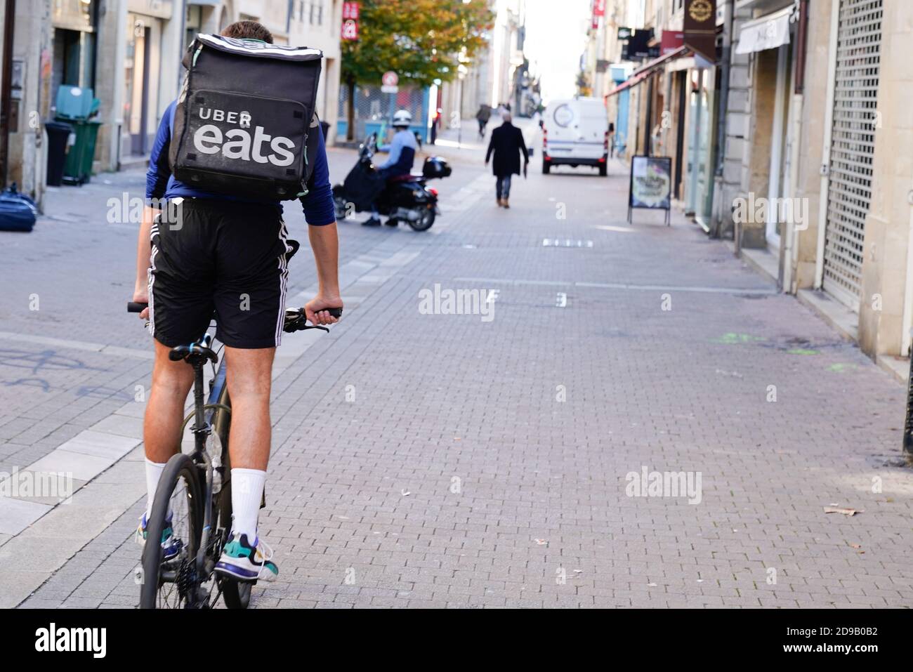 Bordeaux , Aquitaine / France - 11 01 2020 : Ubereats delivery man on ...
