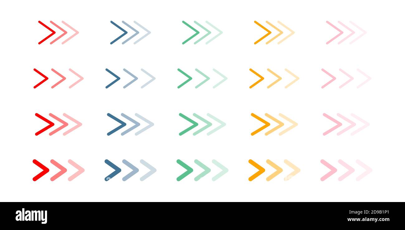 Arrow set icon. Colored arrow symbols. Arrow isolated vector Stock ...