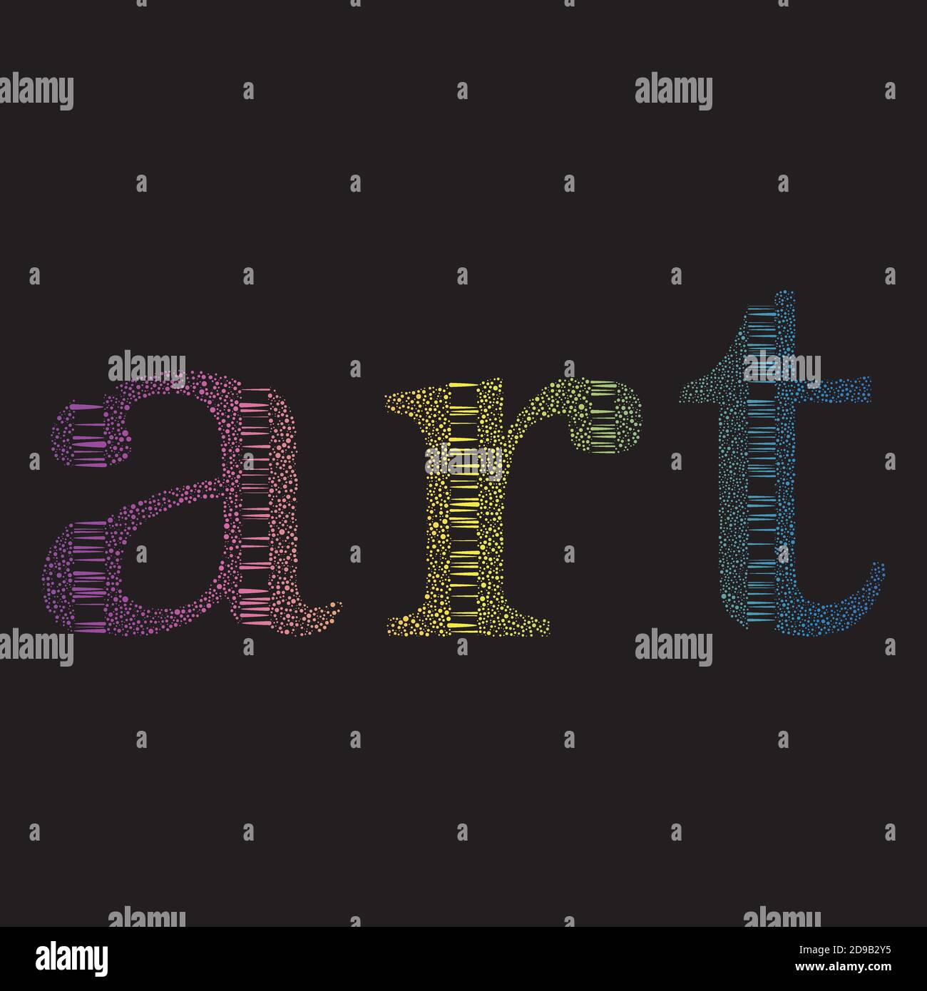 word art made of circles bubbles with beautiful gradient on dark black ...