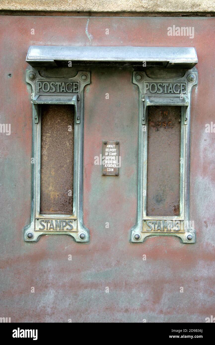 Covered Stamp machine at Post office on Maybole High Street, Ayrshire ...