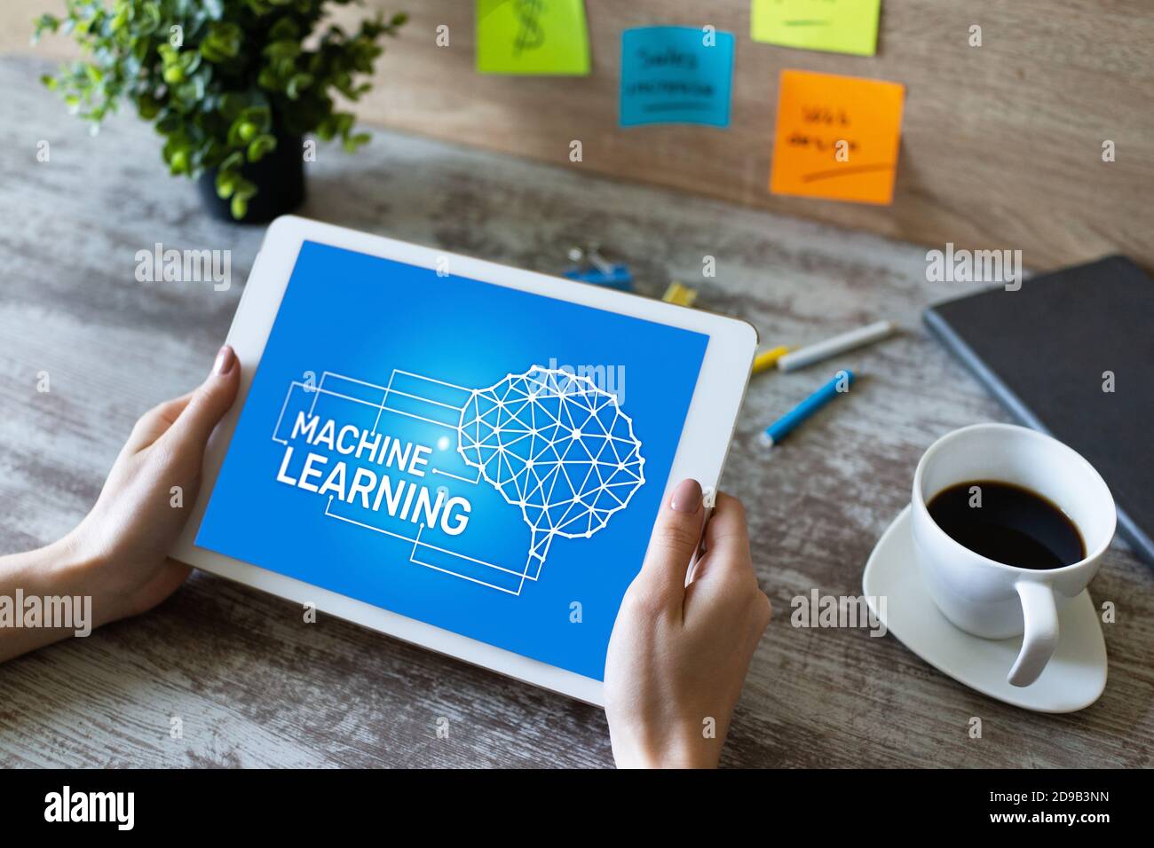 Machine learning, artificial intelligence and smart technology concept ...