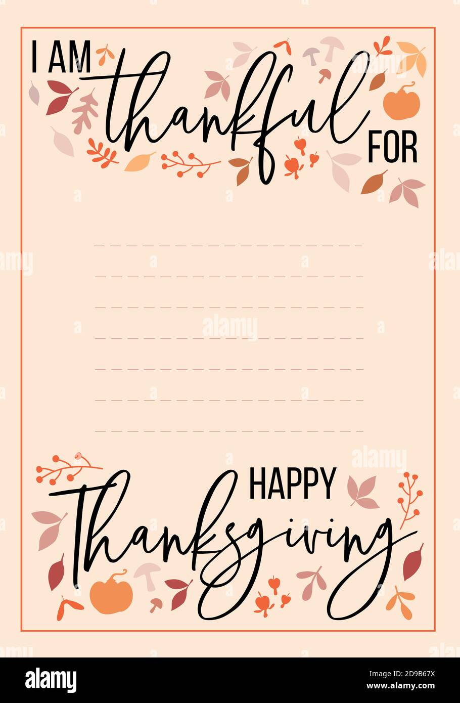 Happy Thanksgiving card, handwritten thankful for list with graphic ...