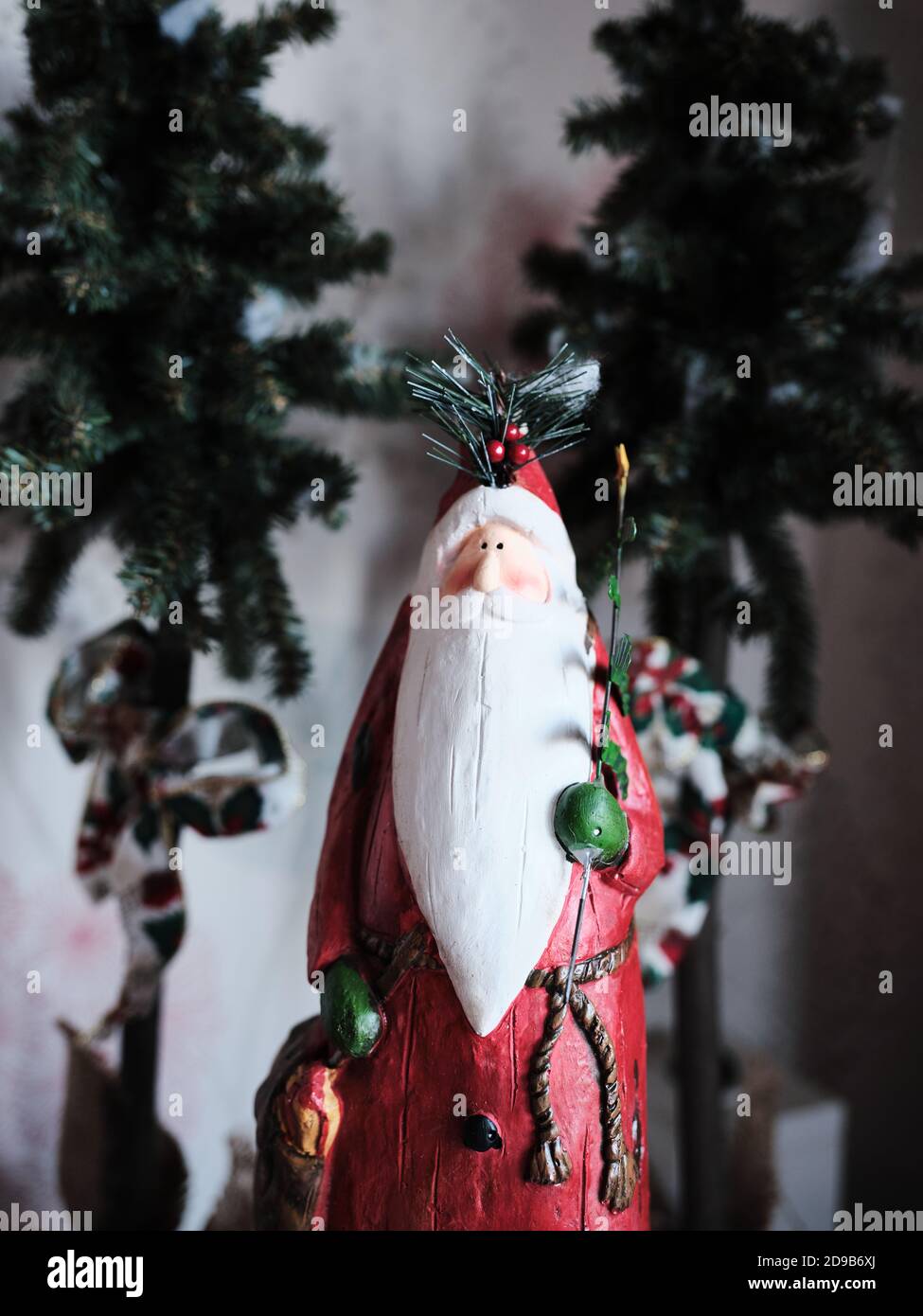 Wooden Father Christmas ornament with big white beard Stock Photo - Alamy