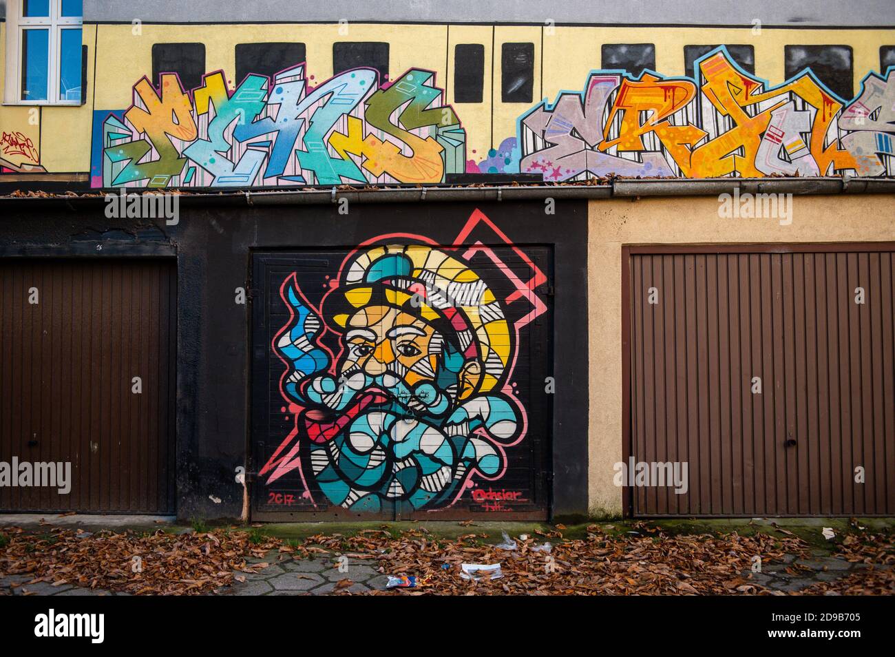 Graffiti murals seen in Gdansk Wrzeszcz. Murals are very popular in ...