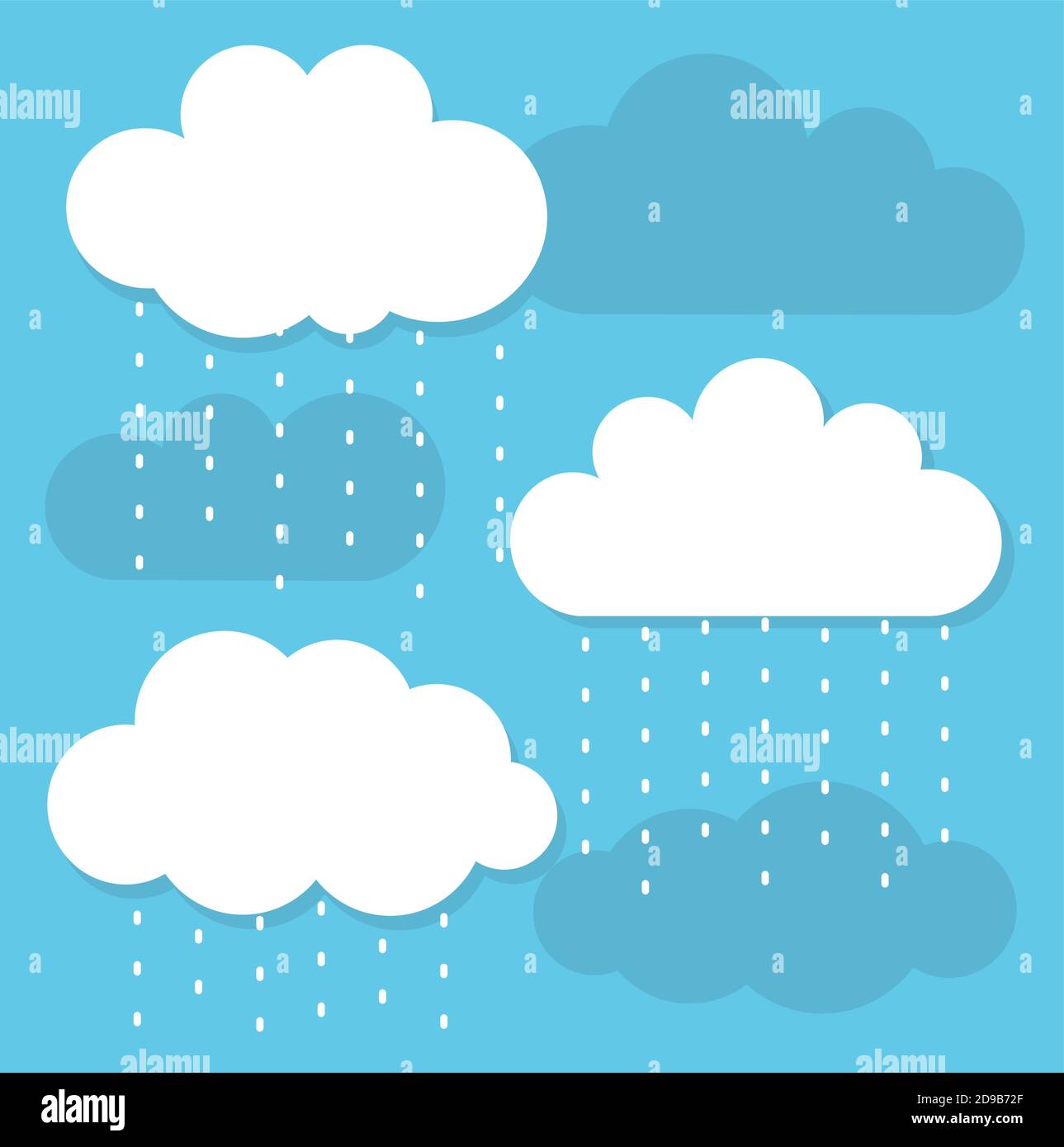 White raining clouds and blue sky. Vector illustration Stock Vector ...