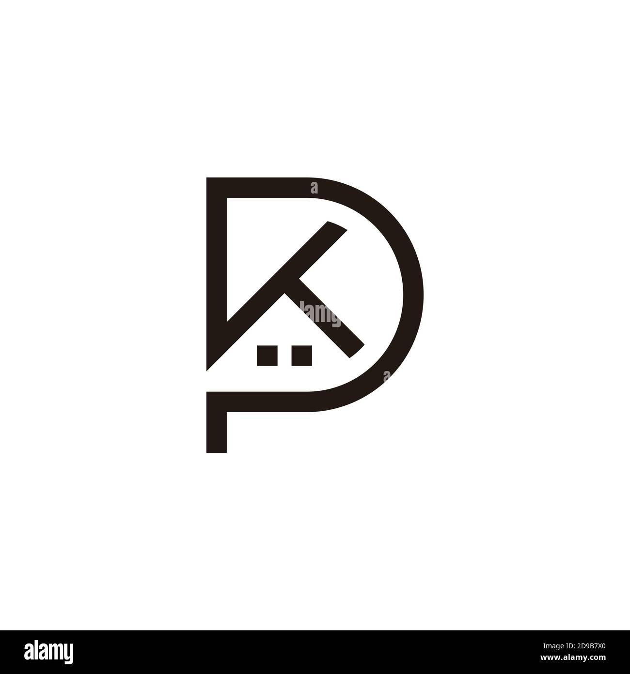 letter pk home shape simple geometric line symbol logo vector Stock ...