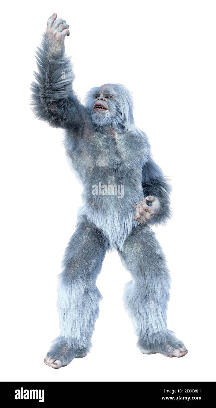3D rendering of a fantasy creature yeti isolated on white background ...