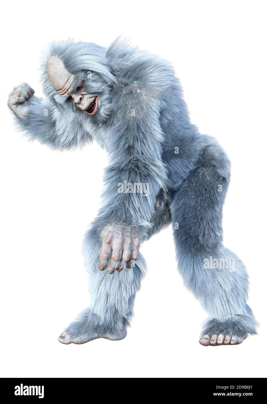3D rendering of a fantasy creature yeti isolated on white background ...