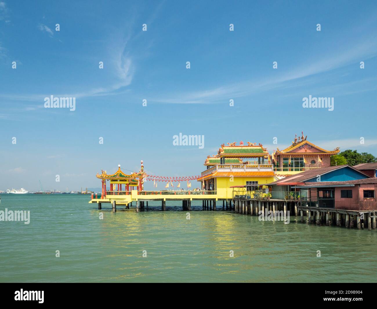 George Town, Penang Island, Malaysia [ Jetty pier in waterfront wharf, life in street houses and ...