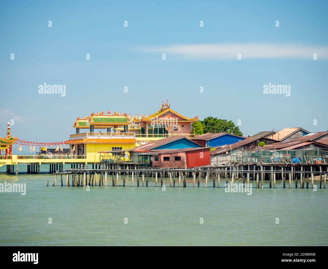 George Town, Penang Island, Malaysia [ Jetty pier in waterfront wharf, life in street houses and ...