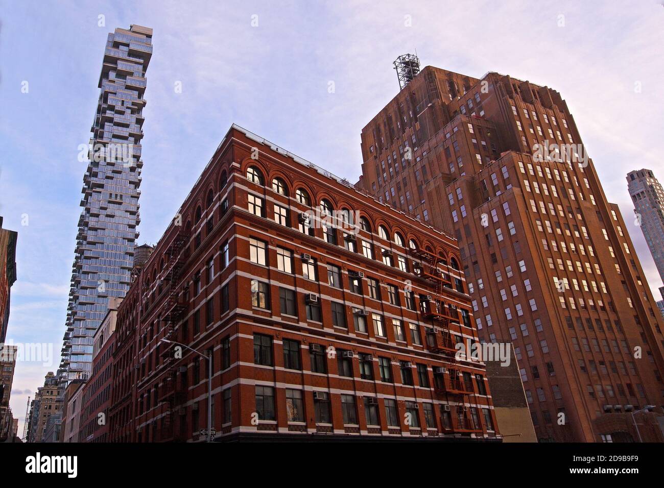 Shapes of New York city buildings at sunrise, USA Stock Photo - Alamy