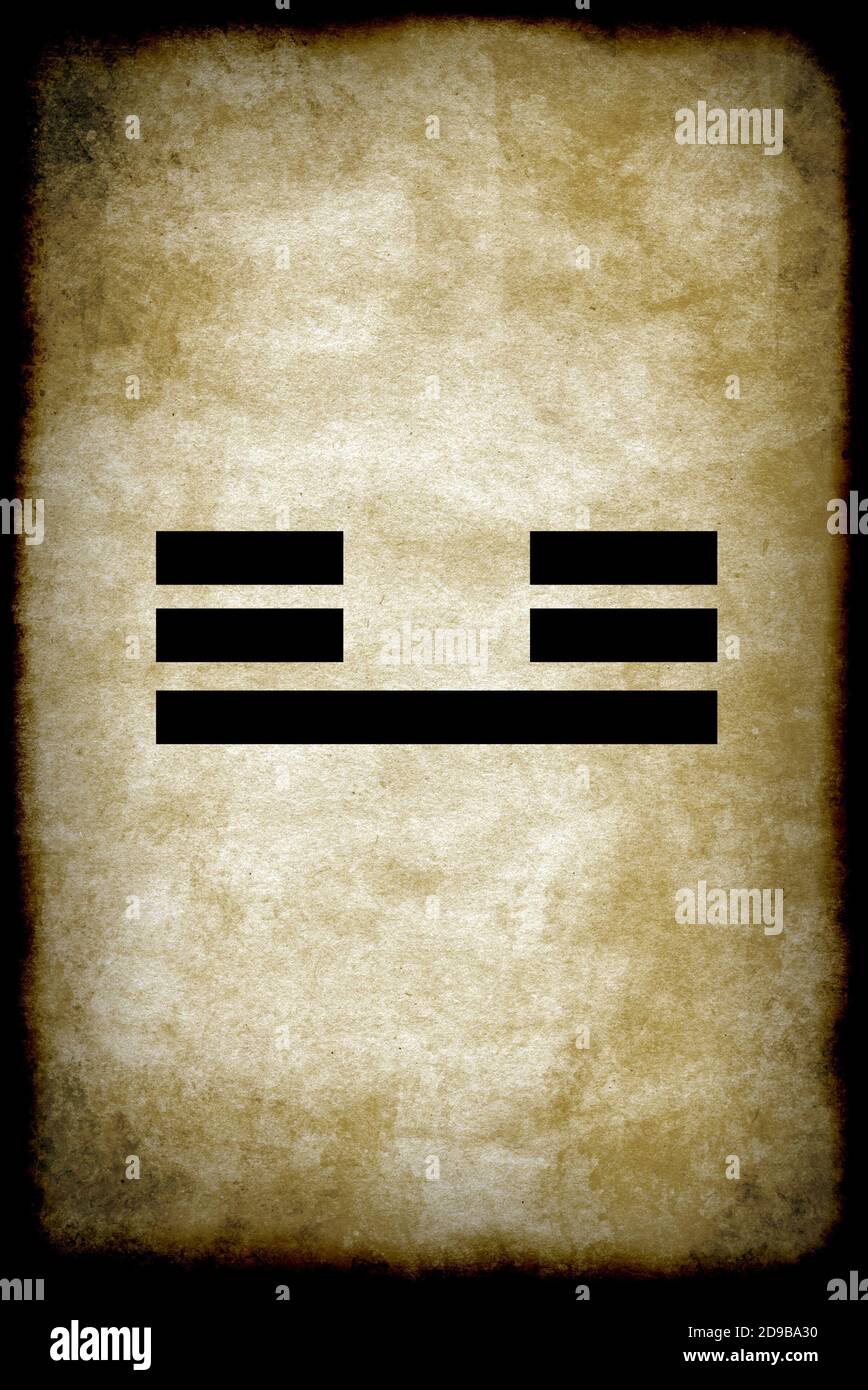 grunge card with the Chinese Iching trigram symbol of Thunder Stock ...