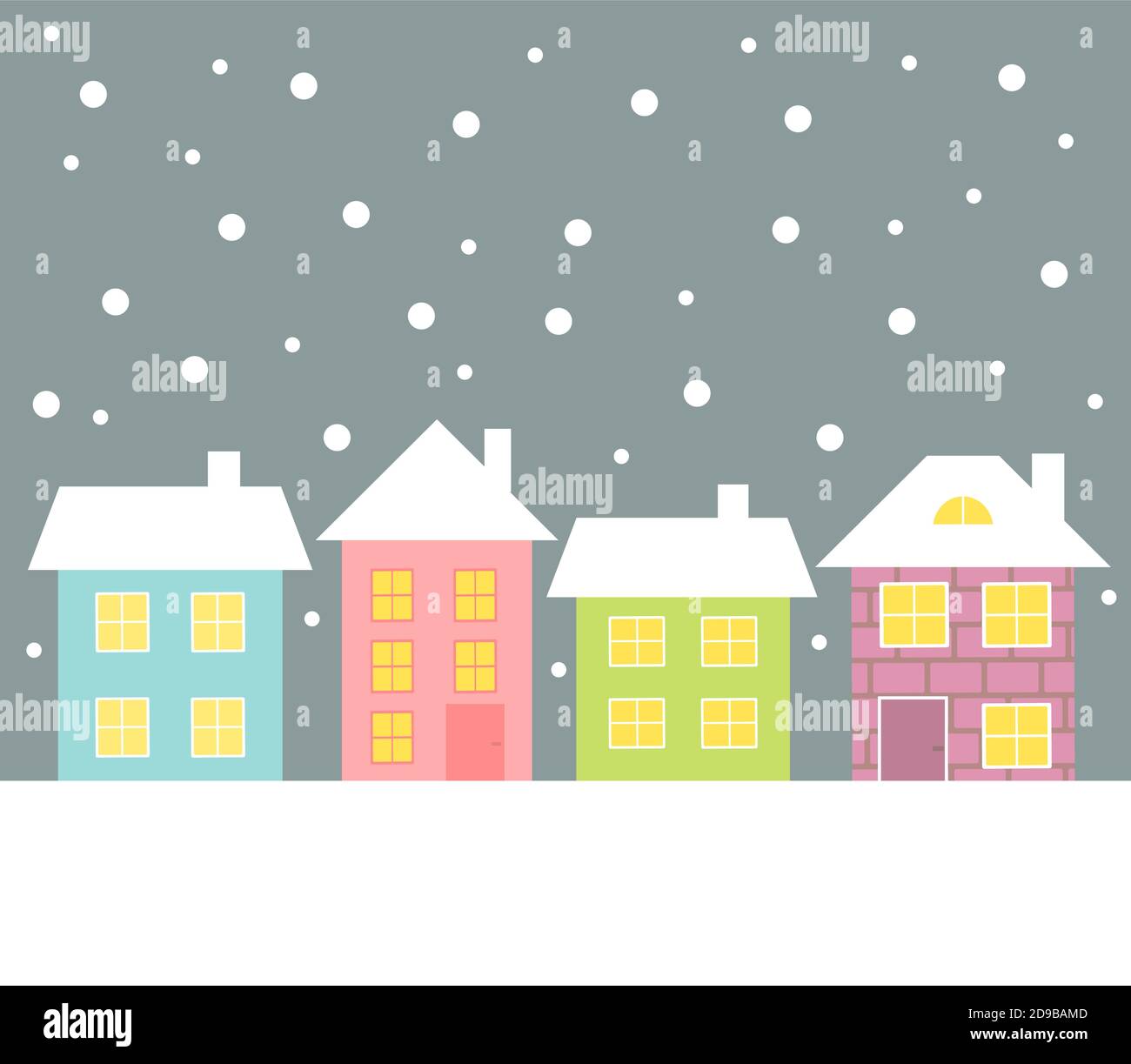 Colorful houses in winter landscape. Vector illustration Stock Vector ...