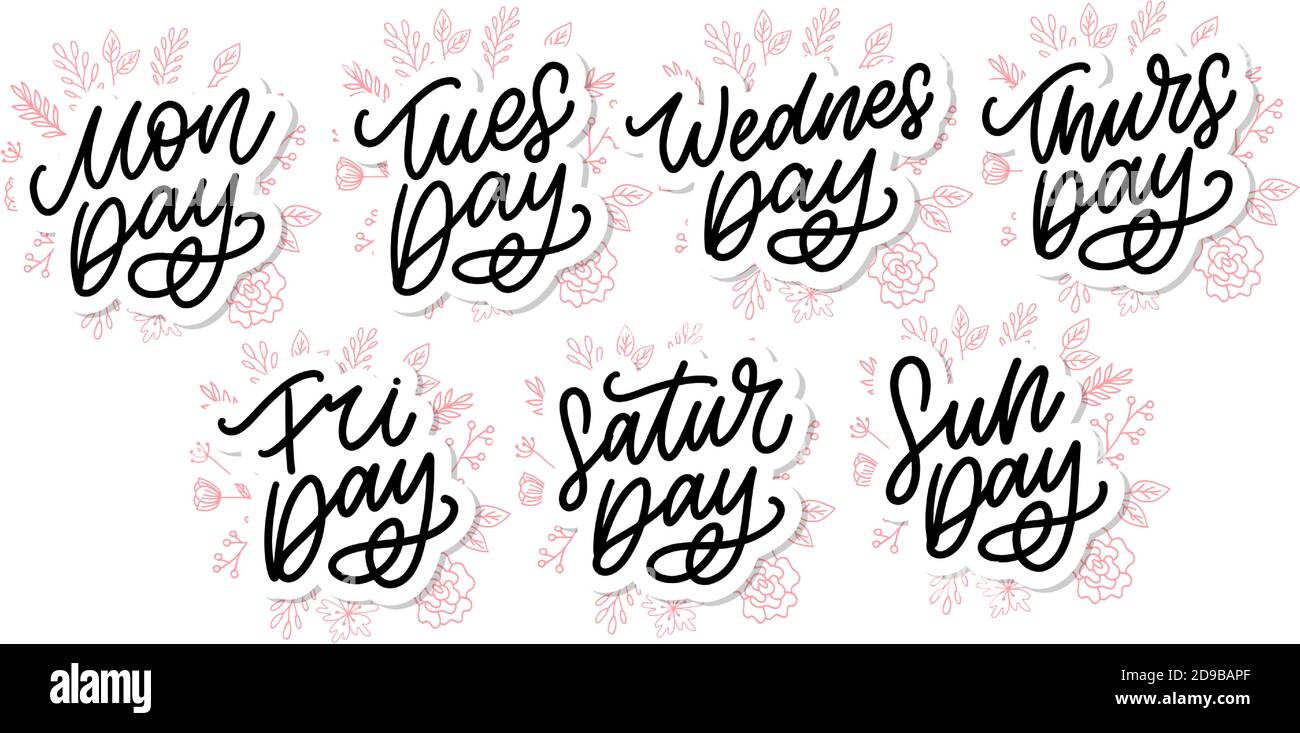 Vector handwritten inscription days a week. Calligraphy.dwritten ...