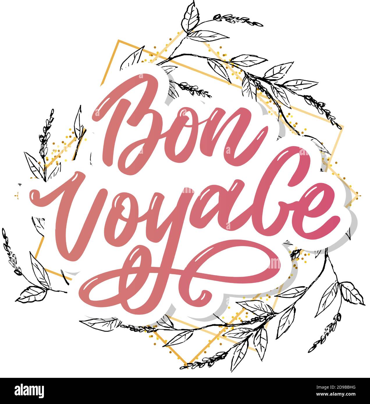 Bon Voyage Hand Lettering Vector Calligraphy Travel Stock Vector Image ...