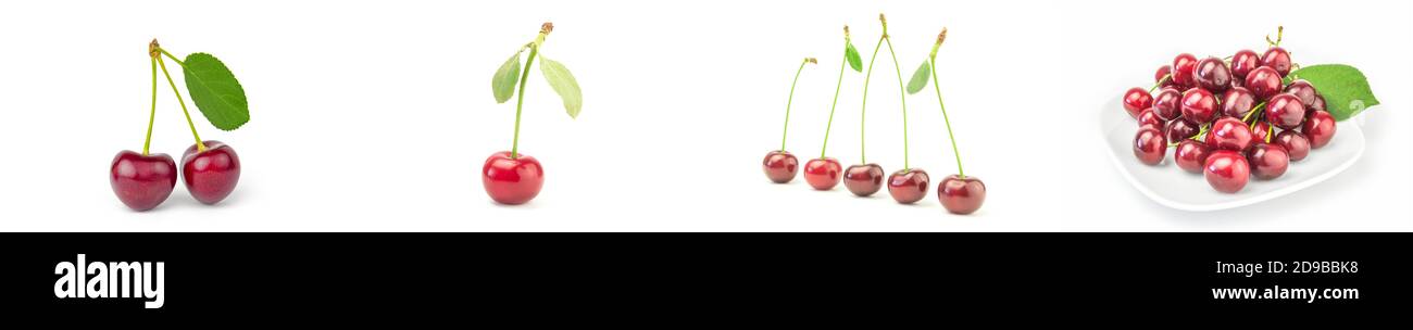 Collage of Sweet cherry isolated on a white background cutout Stock ...
