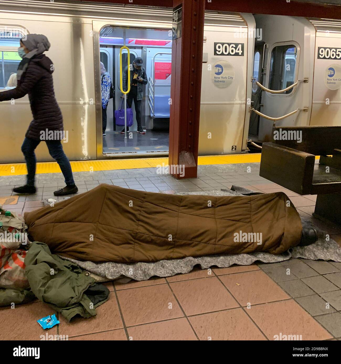 New York, New York, USA. 31st Oct, 2020. Homeless in the subway. Credit ...
