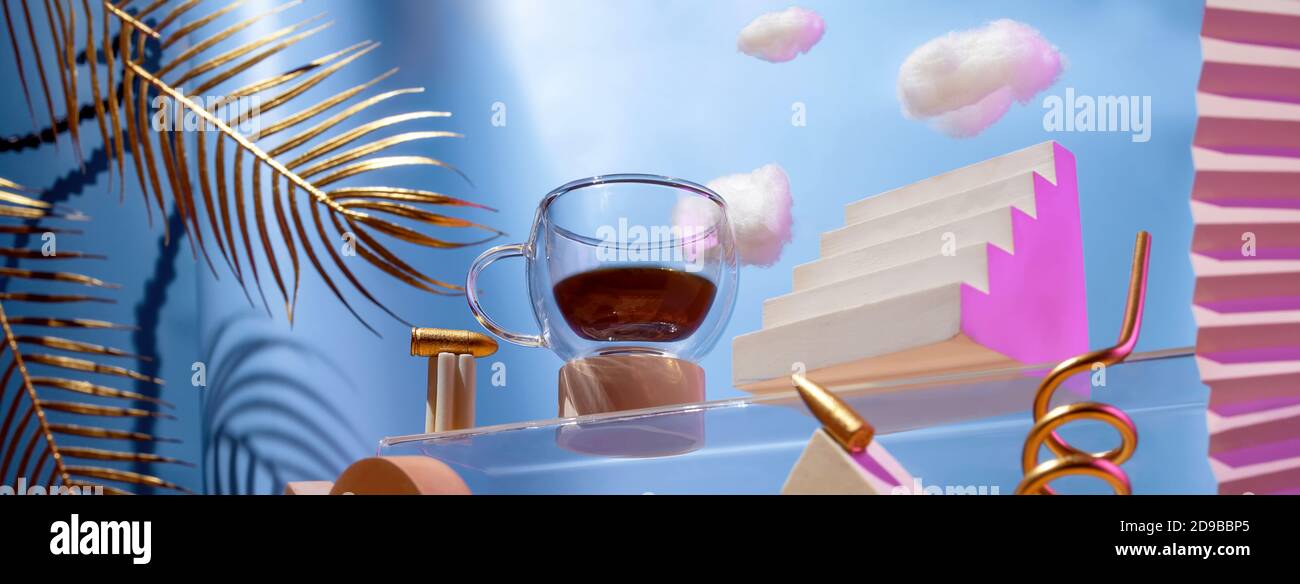 Futuristic composition on the theme of coffee, various figures, bullets ...