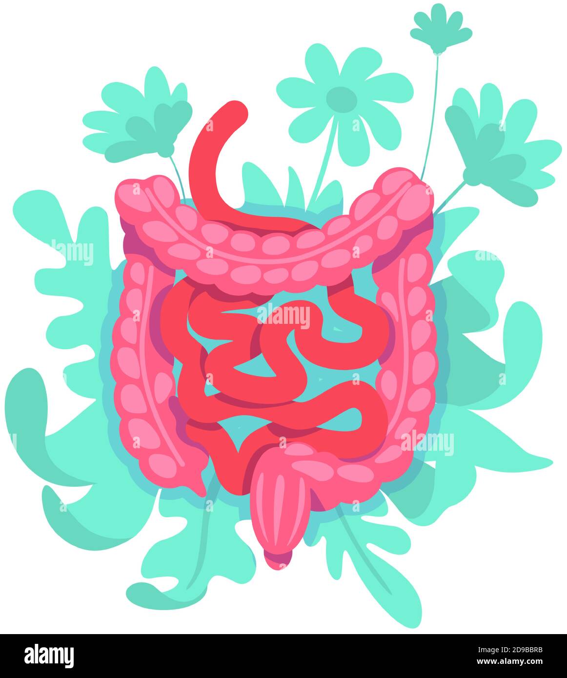 Large intestine flat concept vector illustration Stock Vector Image ...