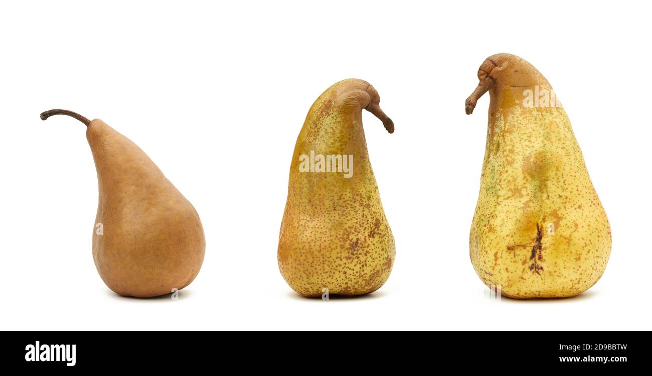 big ripe green pear isolated on white background, set Stock Photo - Alamy
