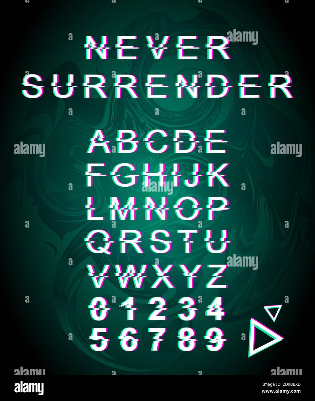 Never surrender glitch font template Stock Vector Image & Art - Alamy