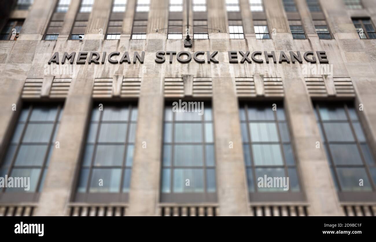 American stock exchange AMEX in Lower Manhattan, NYC. Old photo ...