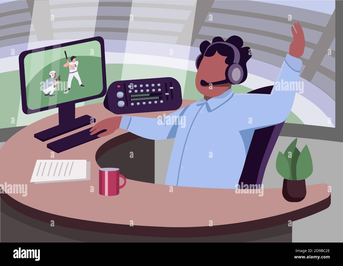 Sports commentator flat color vector illustration Stock Vector Image ...