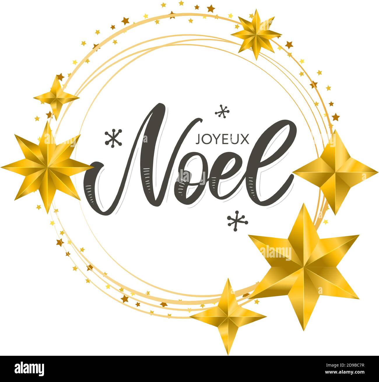 Merry Christmas card template with greetings in french language. Joyeux ...