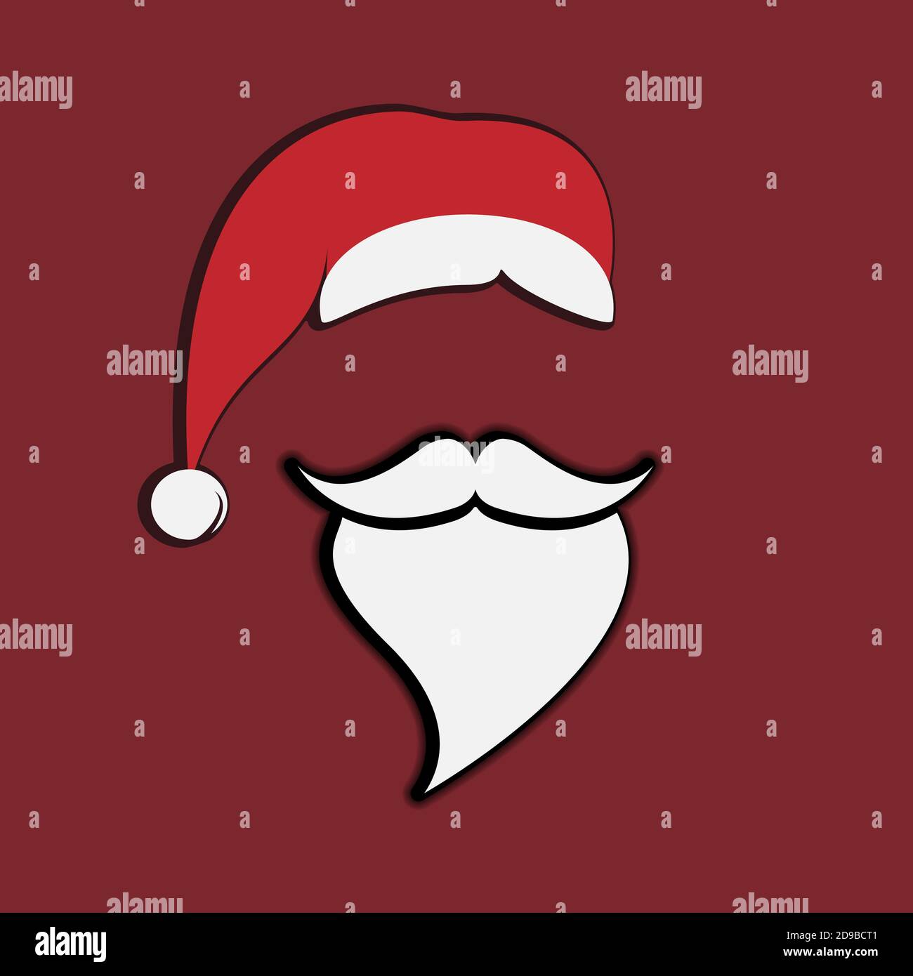 abstract Santa Claus symbol or icon with beard and hat isolated vector ...