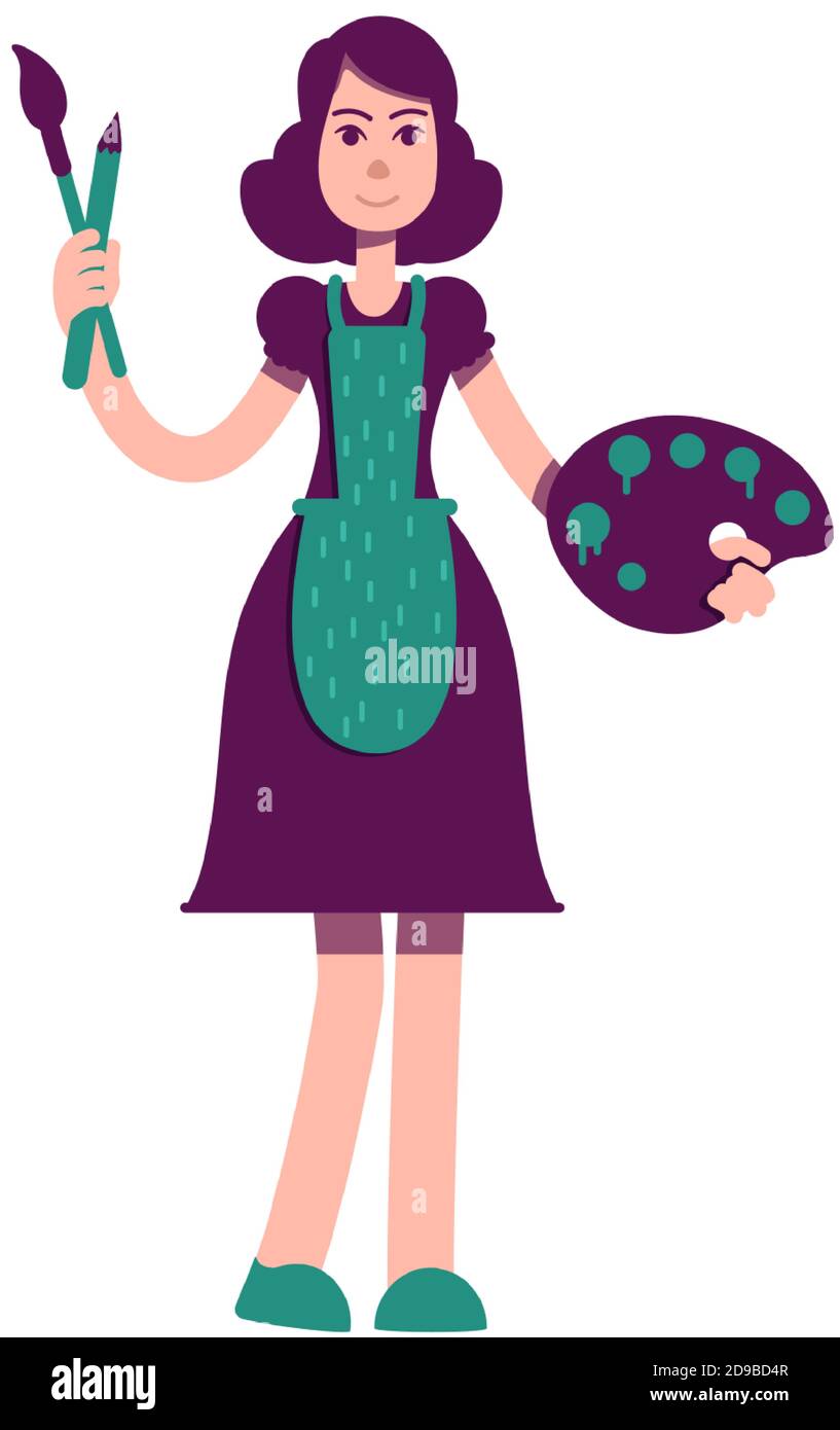 Female artist flat color vector character Stock Vector Image & Art - Alamy
