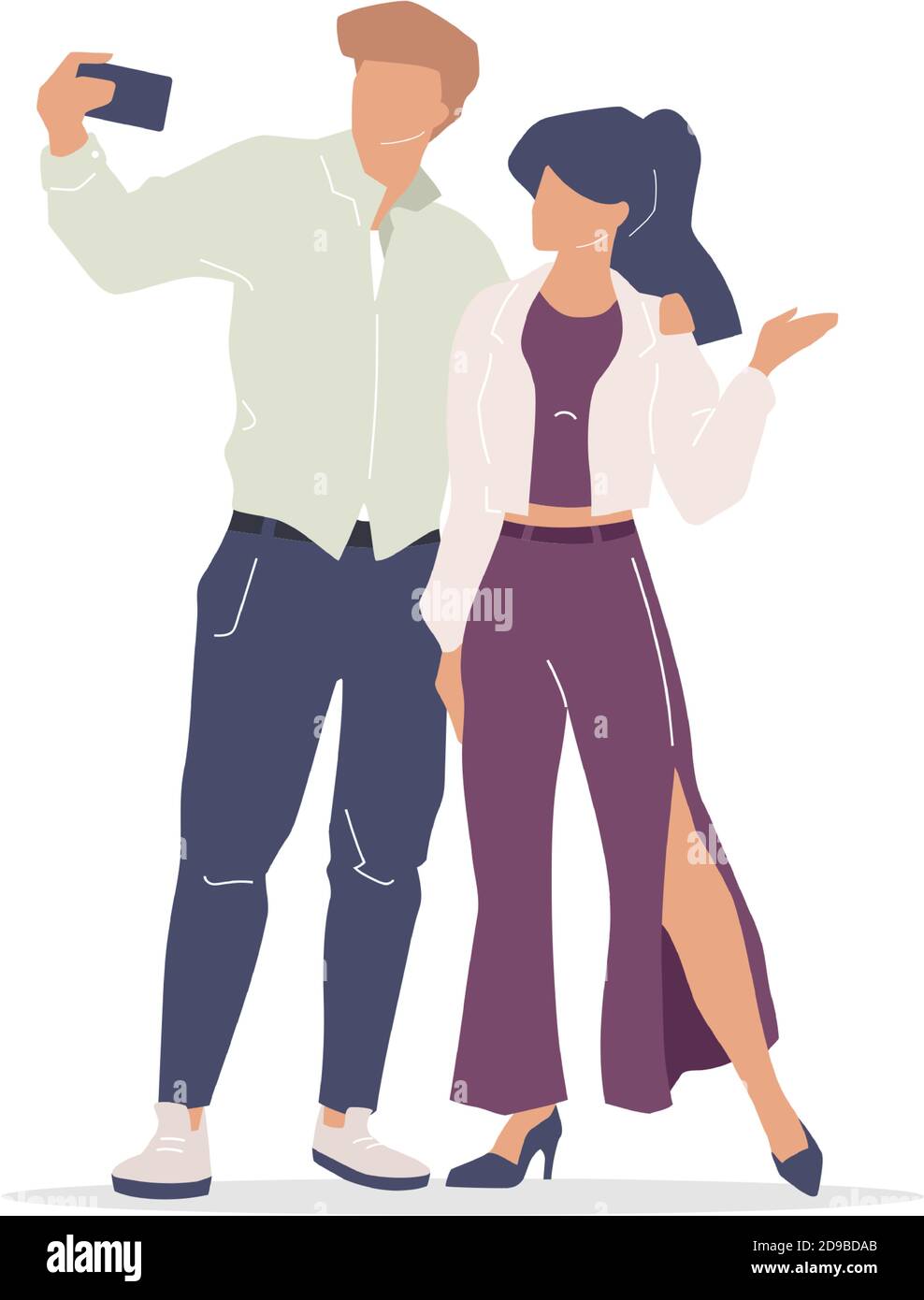 Models taking selfie flat color vector faceless characters Stock Vector ...