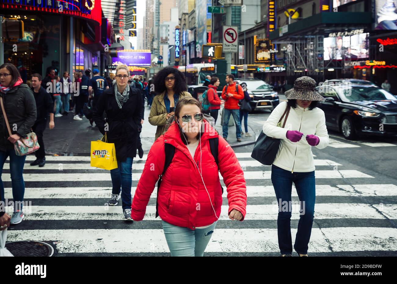 NEW YORK, USA - May 03, 2016: Manhattan street scene. New Yorkers and ...