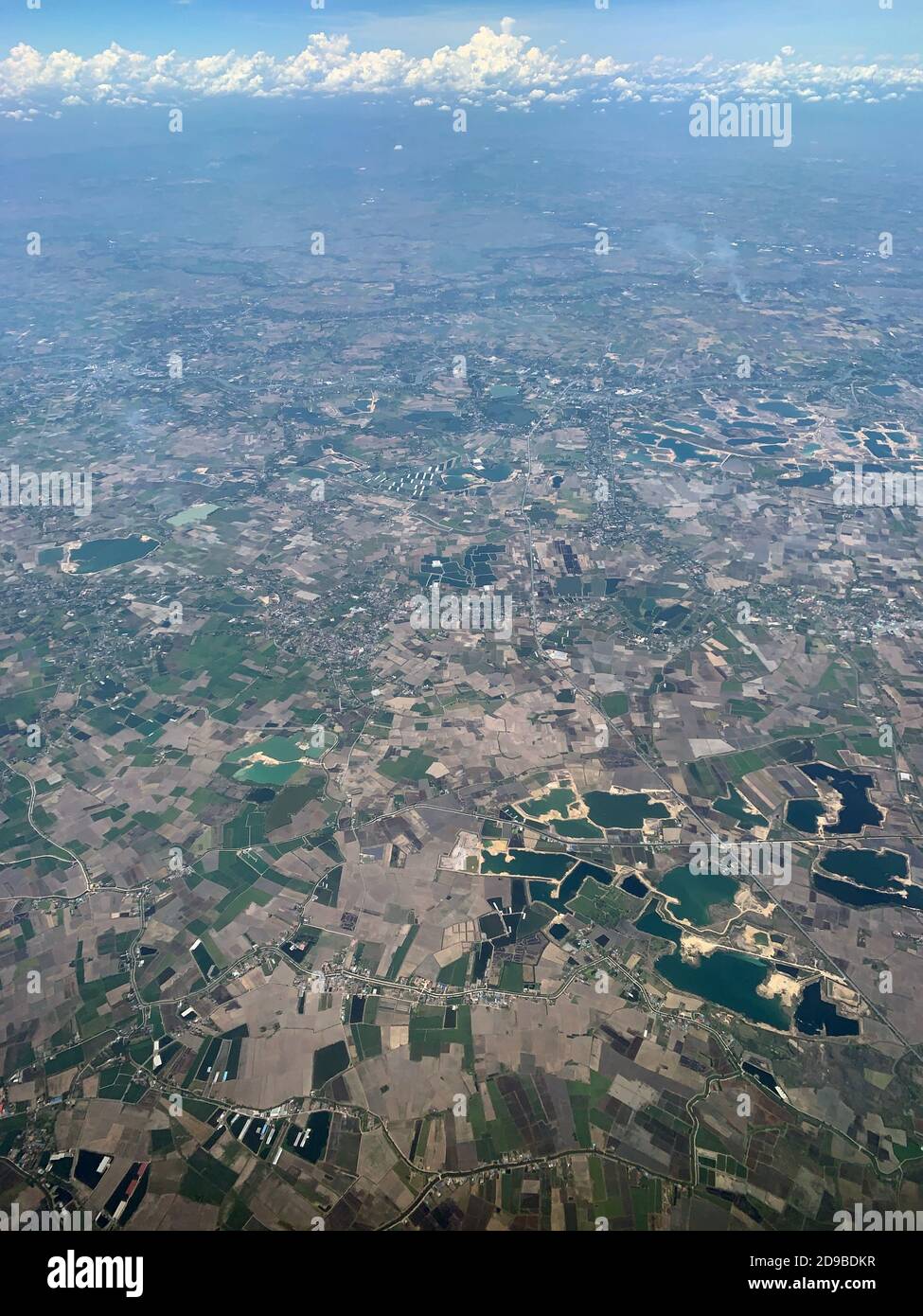 Aerial view of rural landscape between Bangkok and Chiang Mai, Thailand ...
