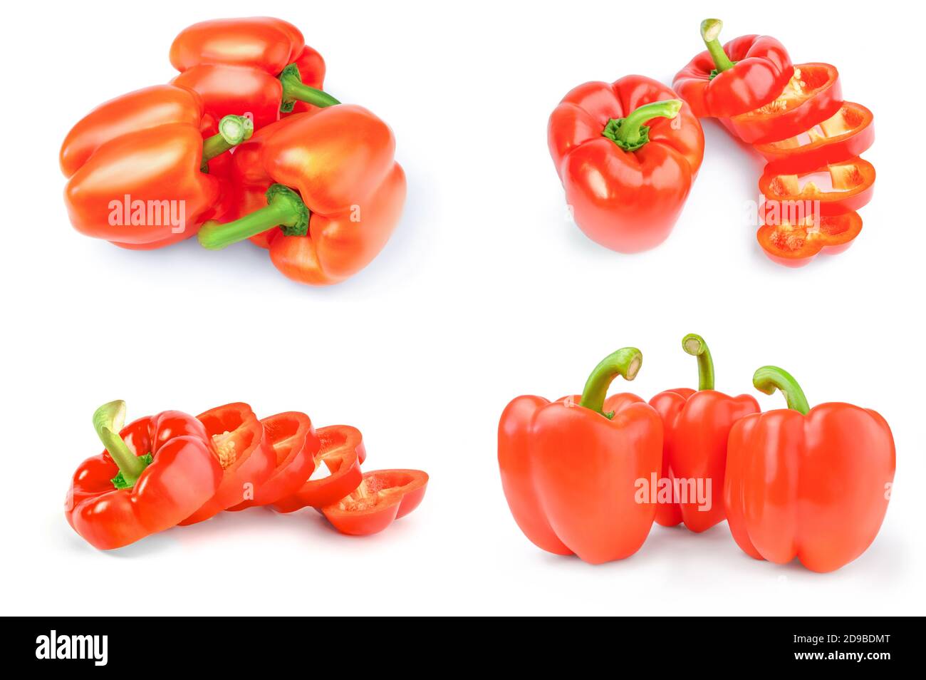 Collection of bulgarian pepper on a isolated white background Stock ...