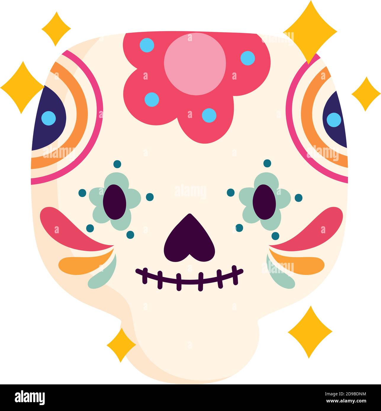 mexican traditional catrina with flowers, mexico culture vector ...