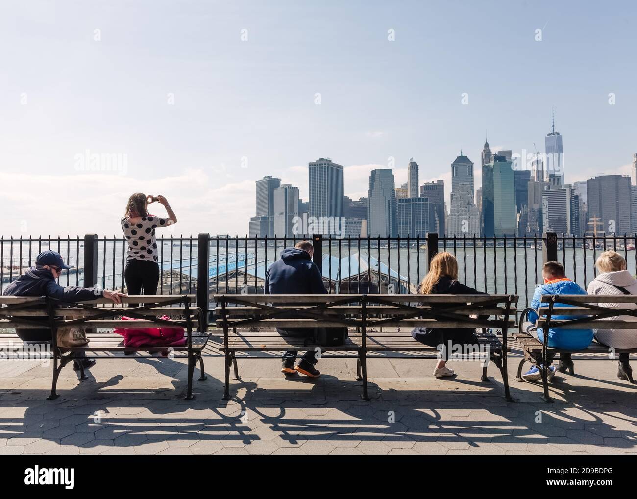 NEW YORK, USA - Apr 27, 2016: Manhattan skyline from Brooklyn Heights ...