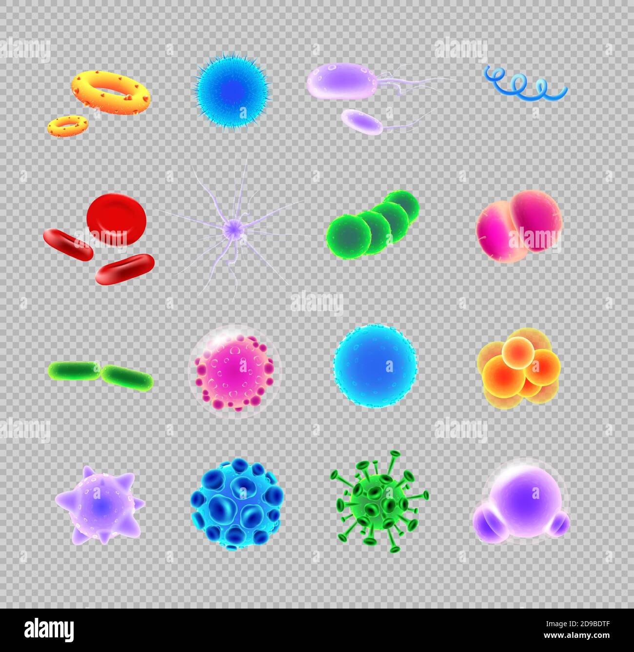 Bacteria and virus realistic vector icons set Stock Vector Image & Art ...
