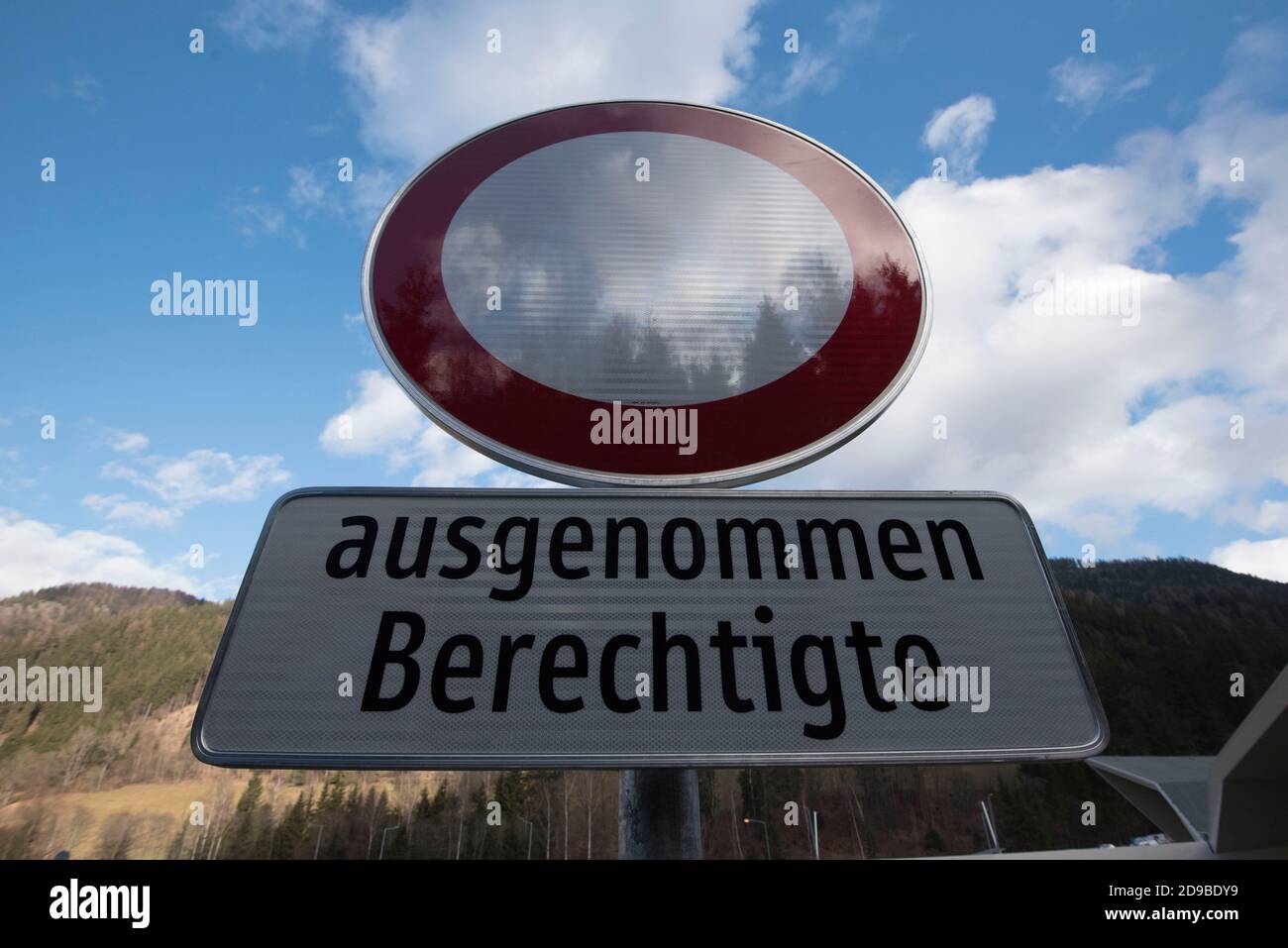 ban on driving road sing, red circle with white filling Stock Photo - Alamy