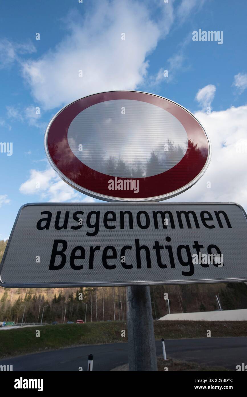 ban on driving road sing, red circle with white filling Stock Photo - Alamy