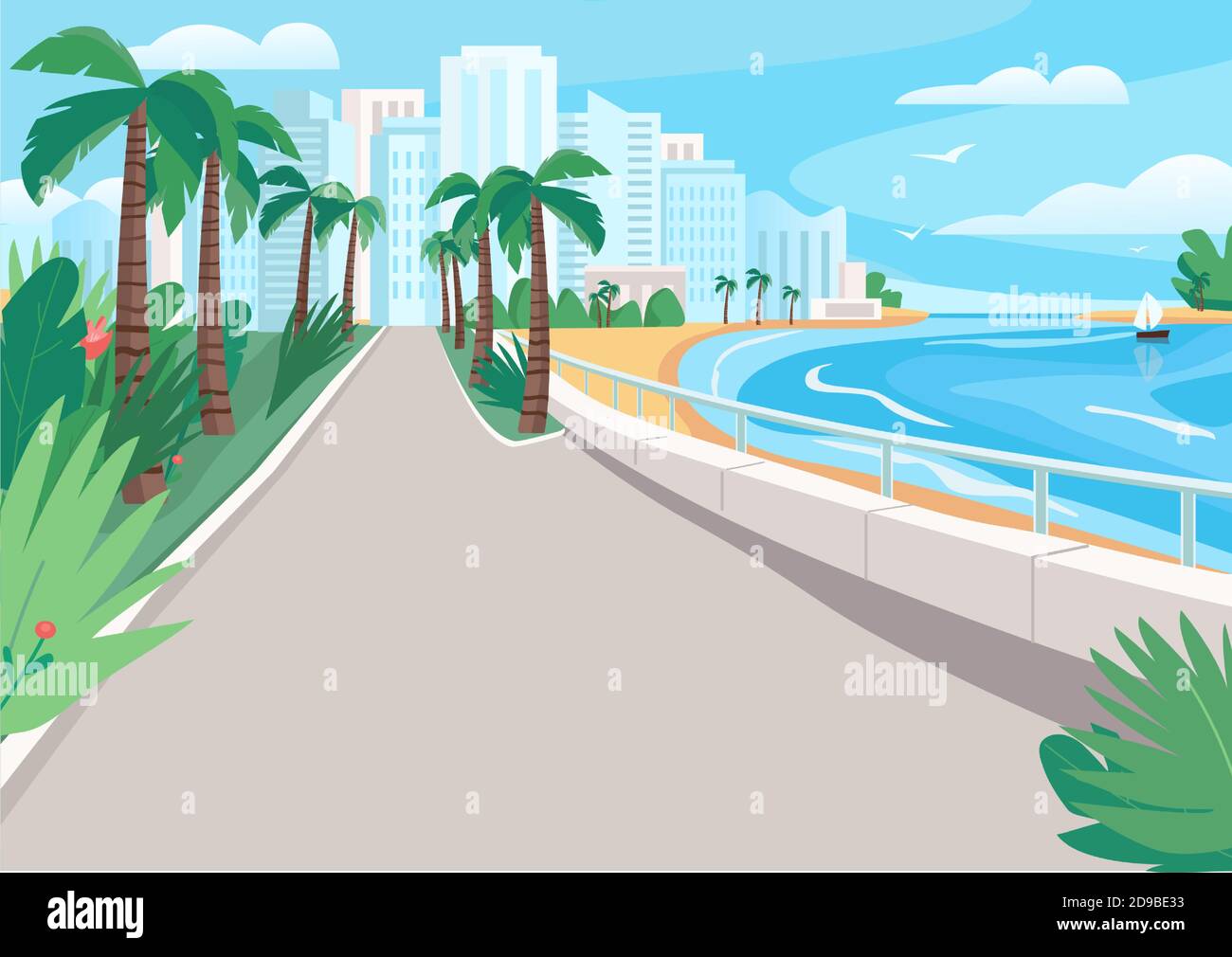 Luxury seaside resort street flat color vector illustration Stock ... Luxury seaside resort street flat color vector illustration Stock ...
