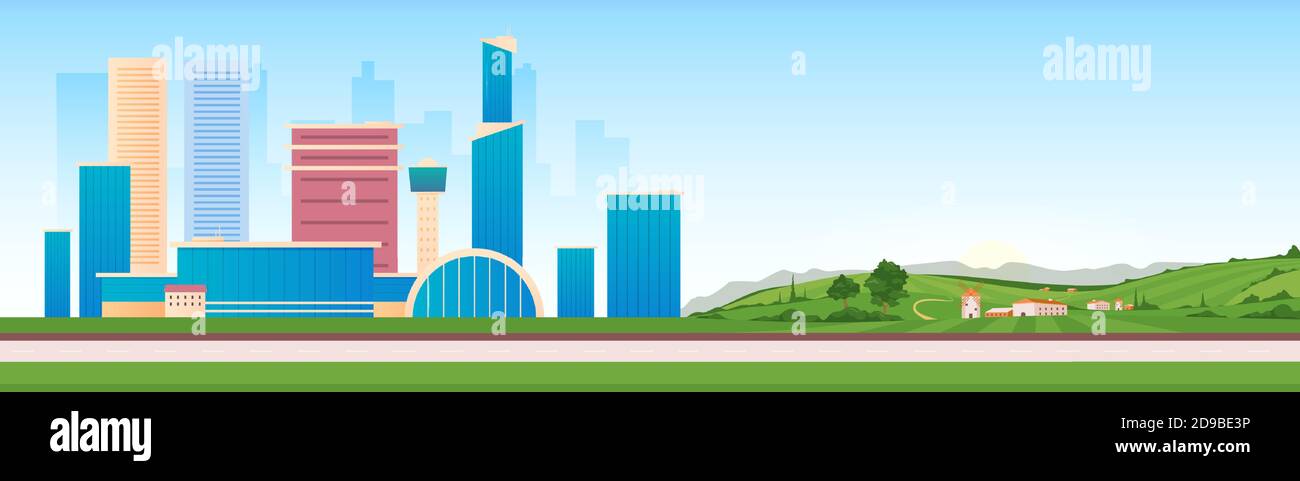 Urban and rural areas flat color vector illustration Stock Vector Image ...