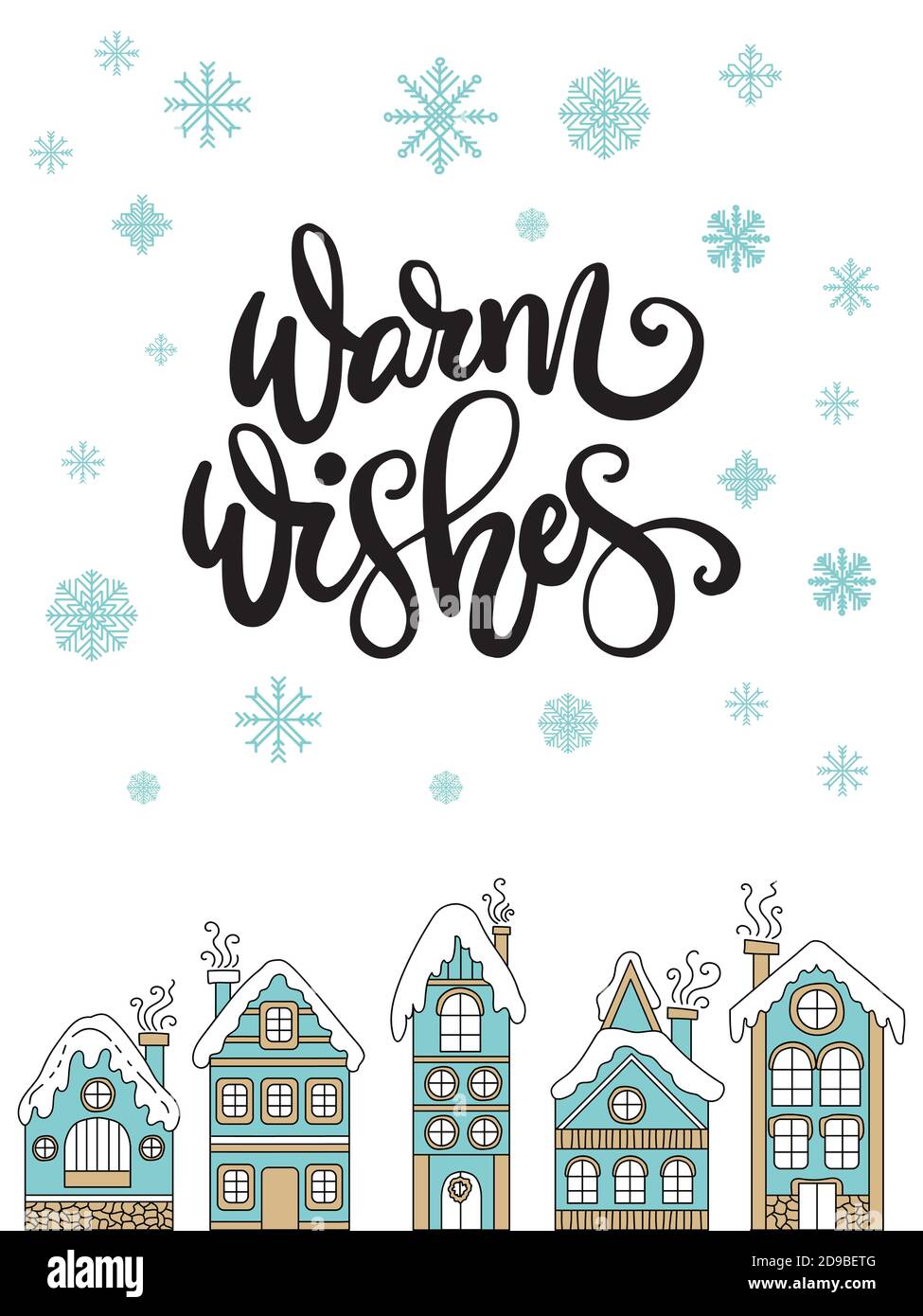 Vector Merry Christmas congratulation card with houses Stock Vector ...