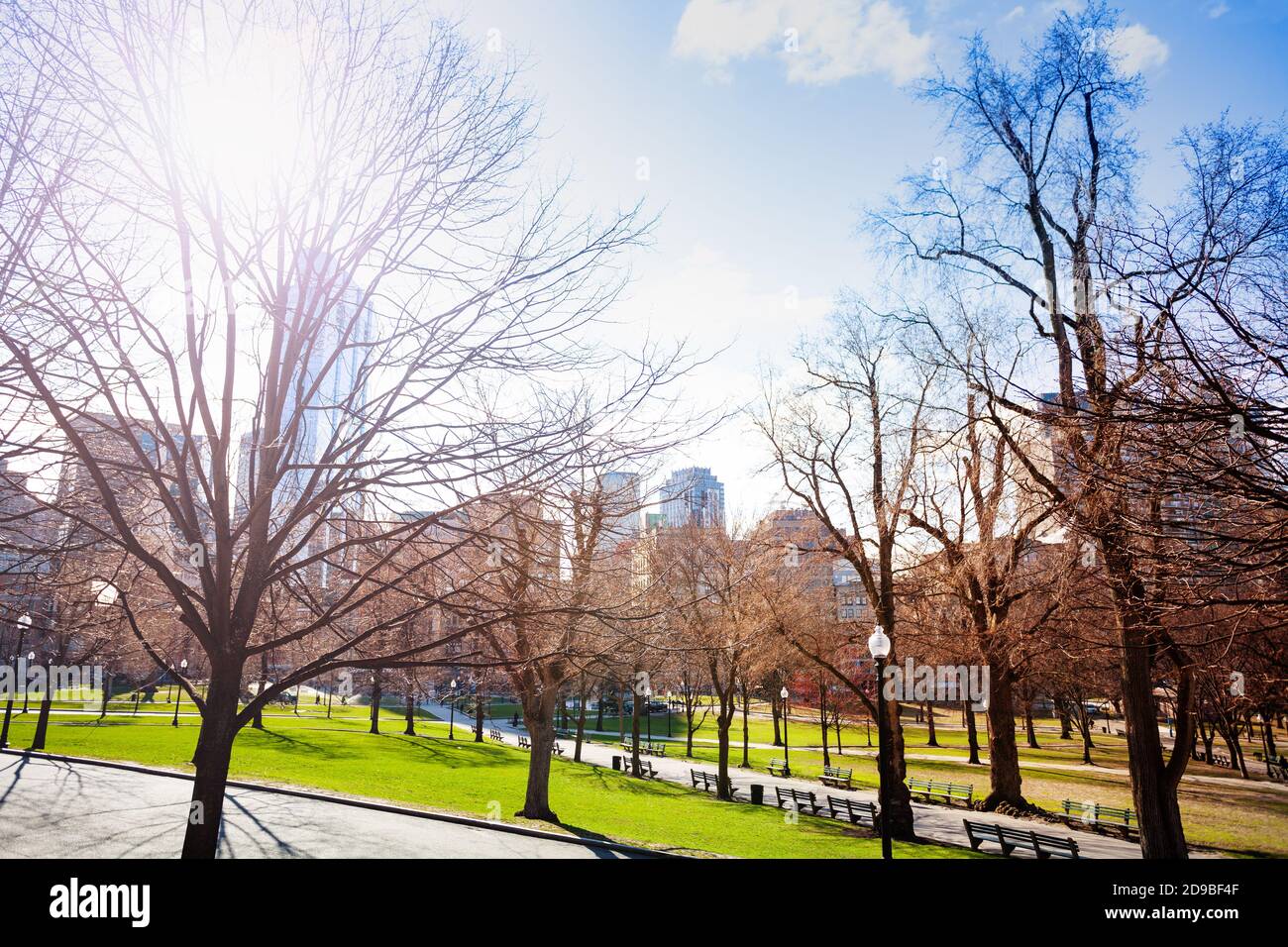 Spring time and Boston Common Park in downtown, Massachusetts, USA ...