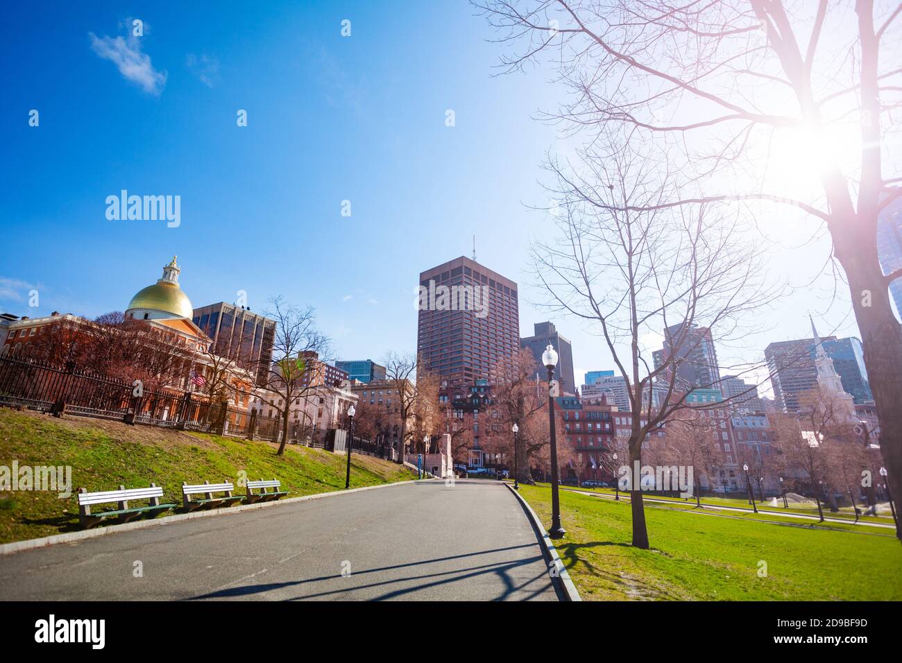 Sacred Cod and panorama of Boston Common, central public park in ...