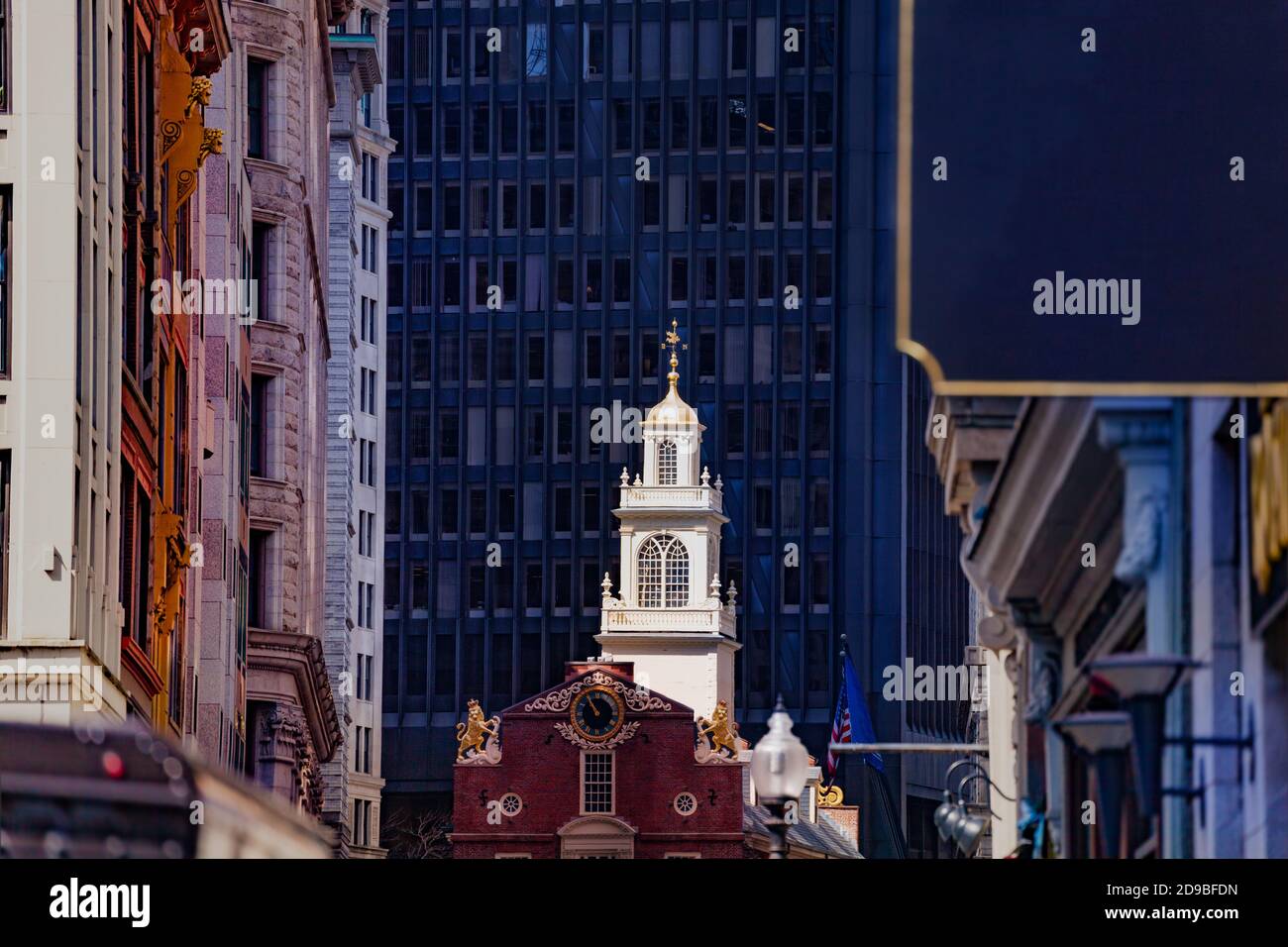 Close photo of an old State House in Boston downtown the original seat ...