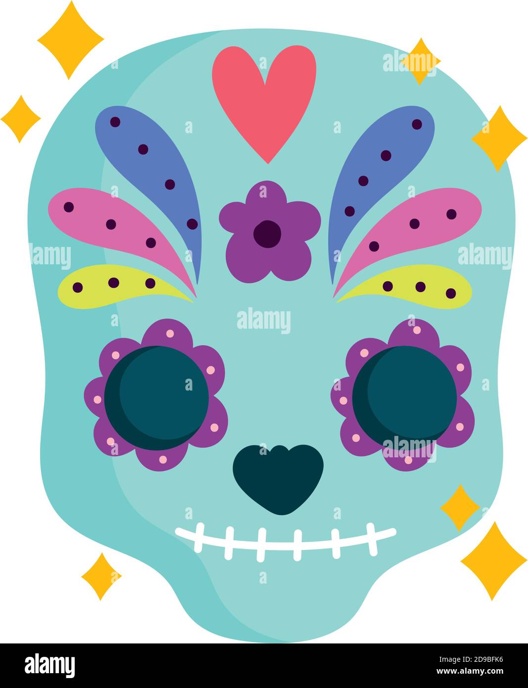 mexican catrina flower floral decoration, mexico culture vector ...