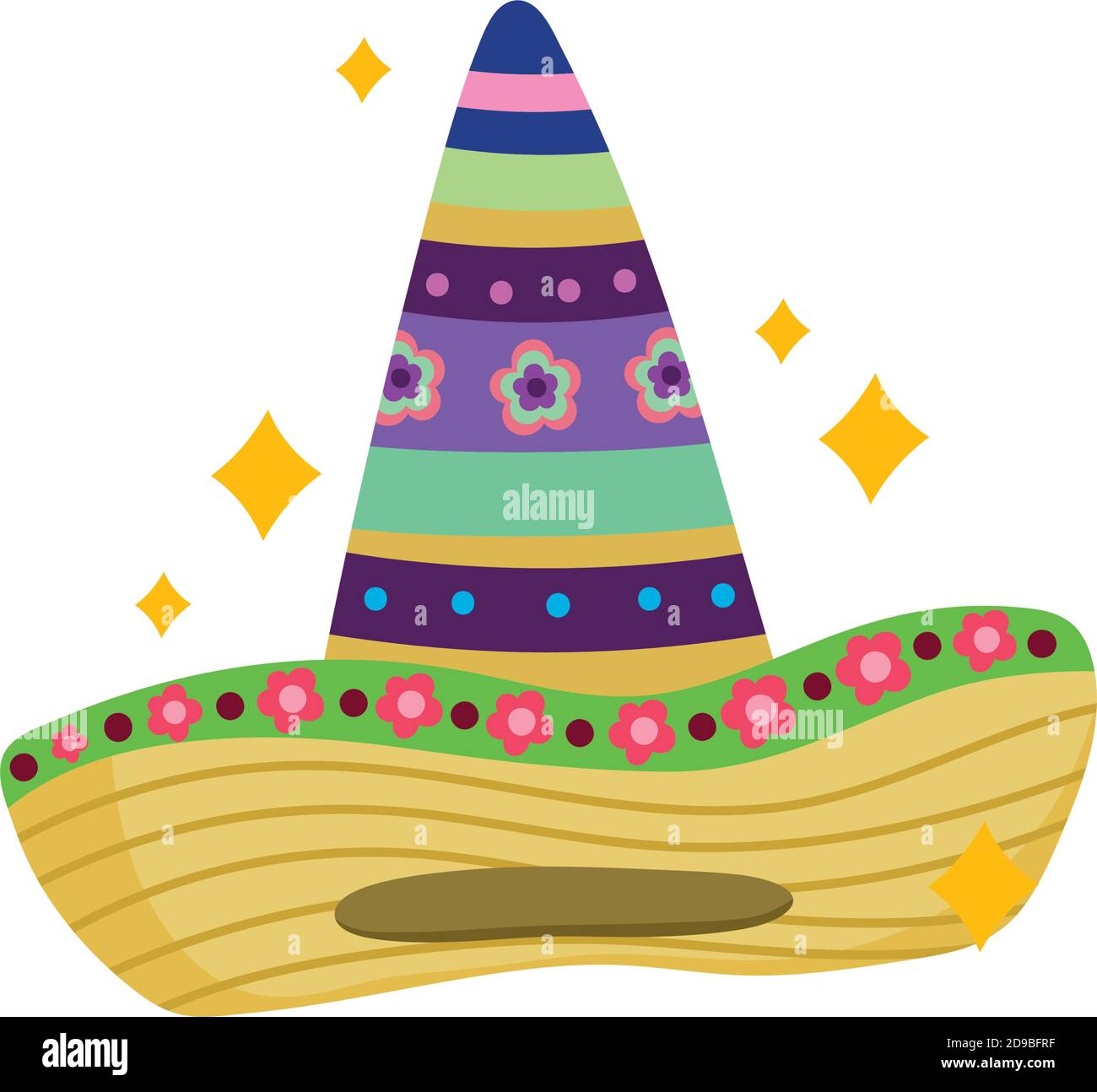 mexican traditional hat decoration, mexico culture vector illustration ...