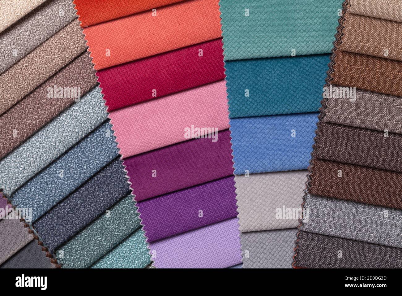 Sample of woven textile different colors, background. Catalog and ...